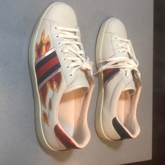 Gucci | Shoes | Size 15 Gucci Ace Lowtop Flames | Poshmark